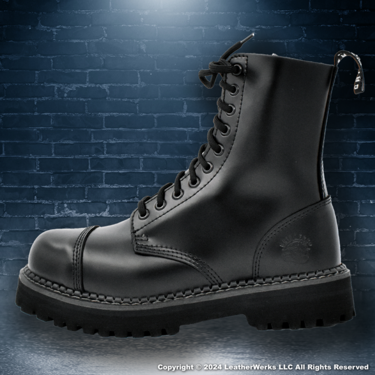 Grinders Bulldog 10 Eye Black Steel Toe - BootWerks